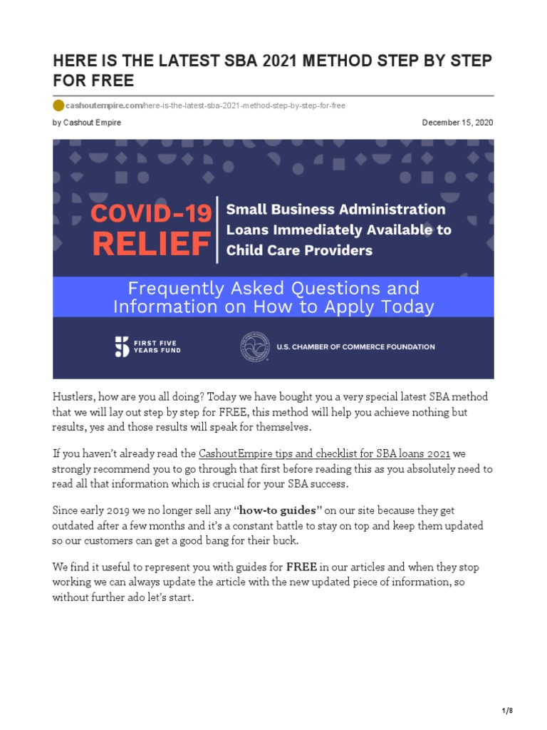 Here Is The Latest Sba 2021 Method Step by Step For Free | PDF | Pay ...