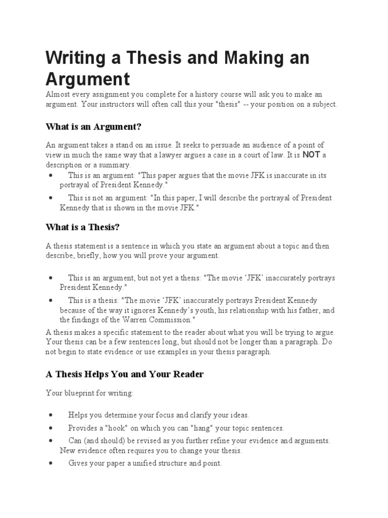 Writing A Thesis and Making An Argument | PDF | Argument | Lawyer