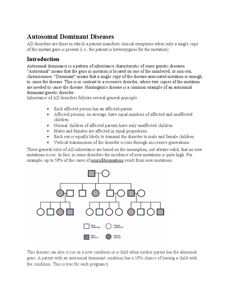 Understanding Autosomal Dominant Disorders | PDF | Genetic Disorder ...