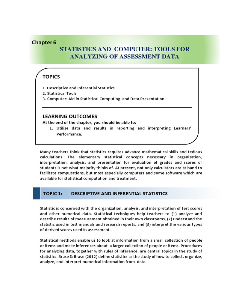 Statistics and Computer: Tools For Analyzing of Assessment Data | PDF ...