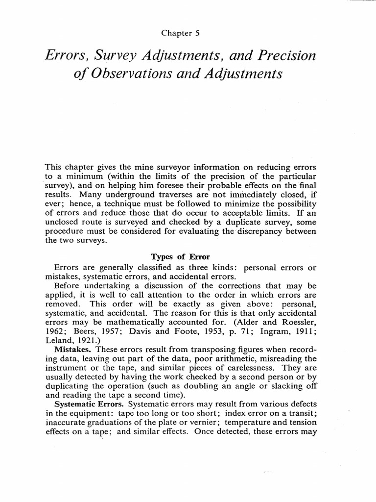 5 Errors, Survey Adjustments, and Precision of Observations and Adjus ...