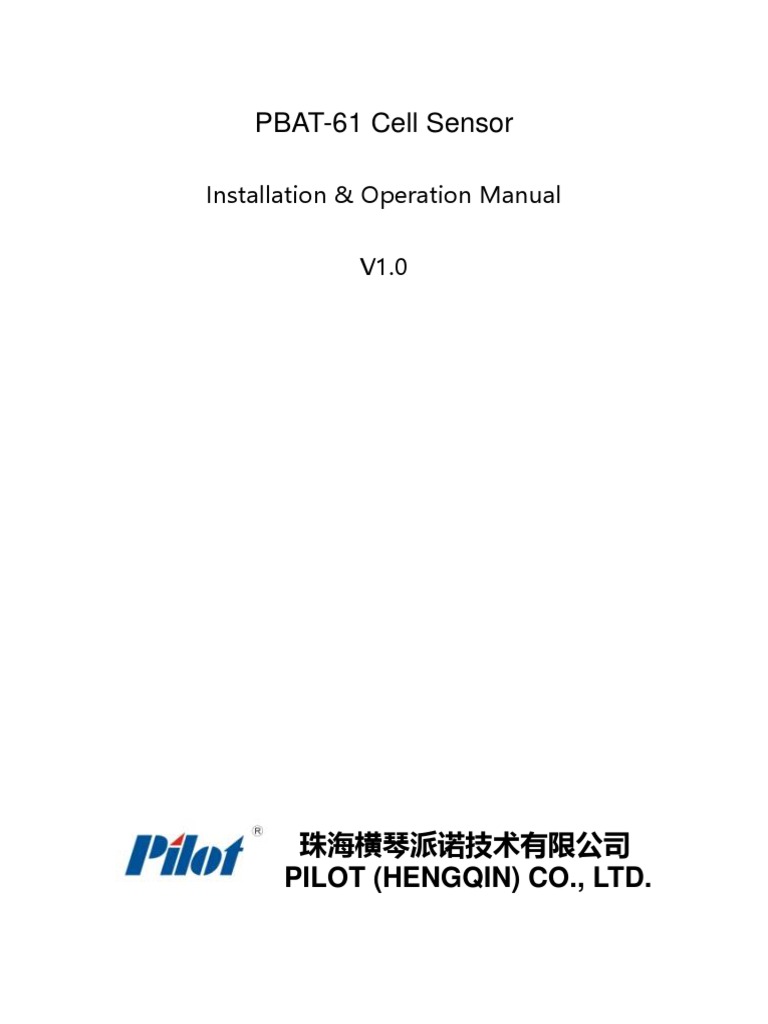 PBAT-61 Cell Sensor: Installation & Operation Manual V1.0 | PDF | Power Supply | Electrical Wiring