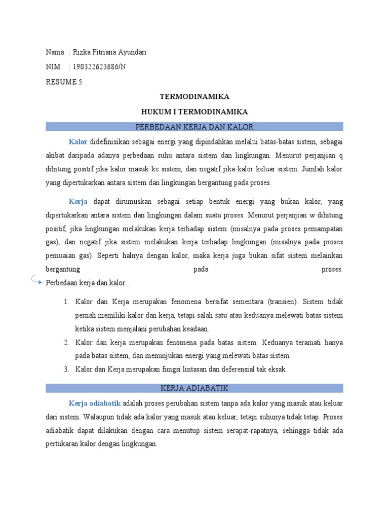 Termodinamika dan Hukum I | PDF | Sains & Matematika | Teknologi & Rekayasa
