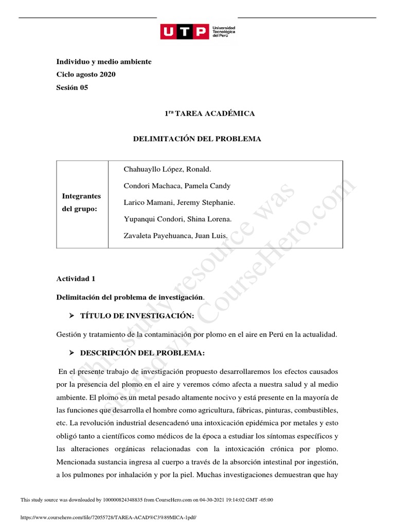 Tarea Acad Mica 1 PDF | PDF