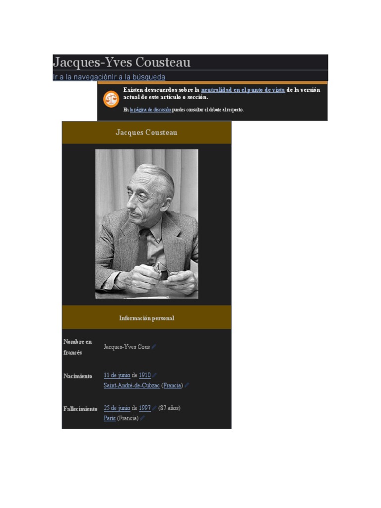 Jacques Cousteau | PDF | Naturaleza
