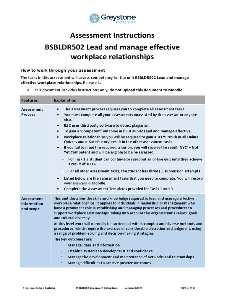 BSBLDR502 Assessment Instructions V3.0420 | PDF | Quiz | Leadership