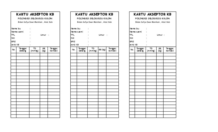 Print Kartu KB | PDF