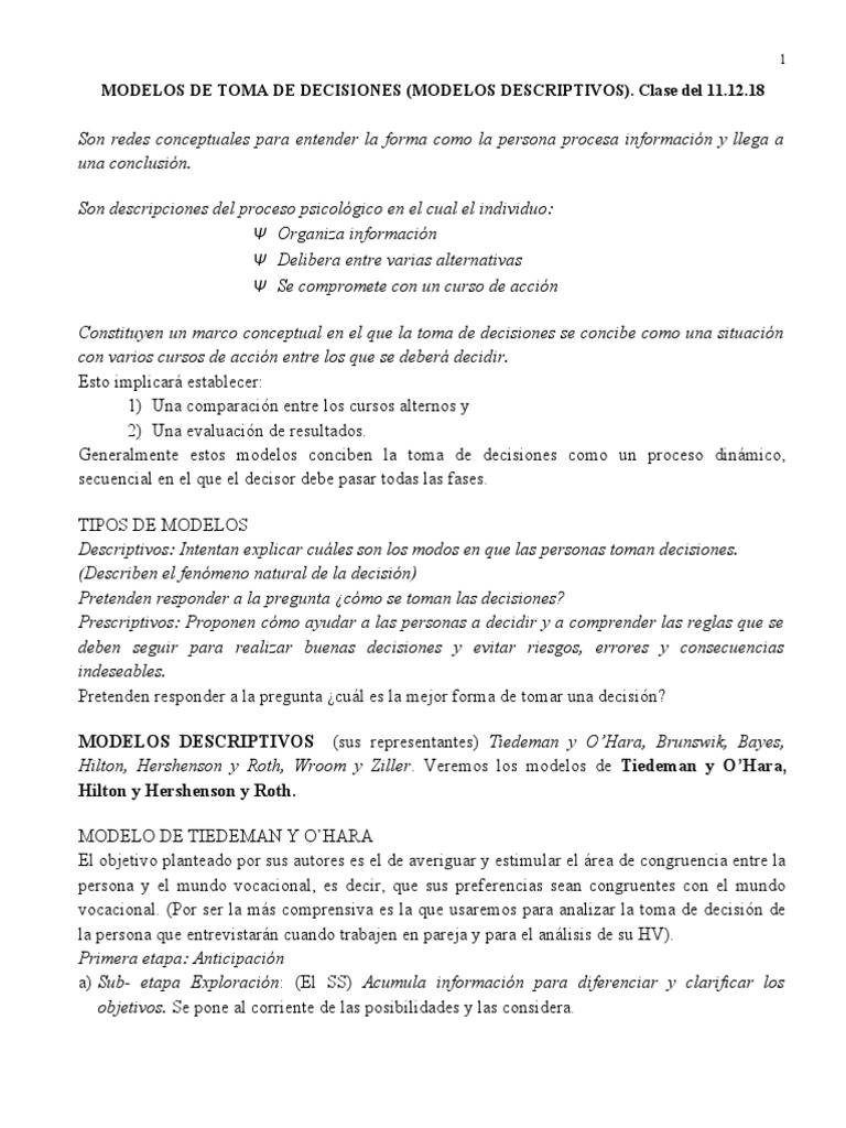 Modelos Descriptivos TD-Resumen Clase 11.12.18 | PDF | Toma de ...
