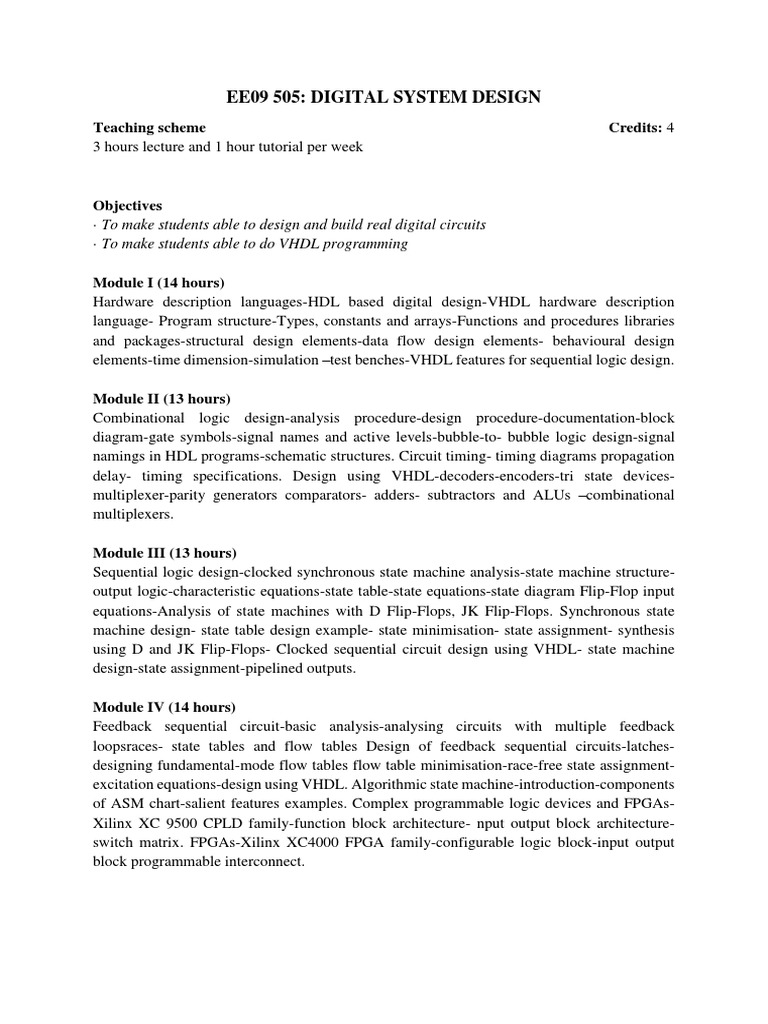 DSD Syllabus - Calicut University | PDF | Hardware Description Language | Field Programmable ...