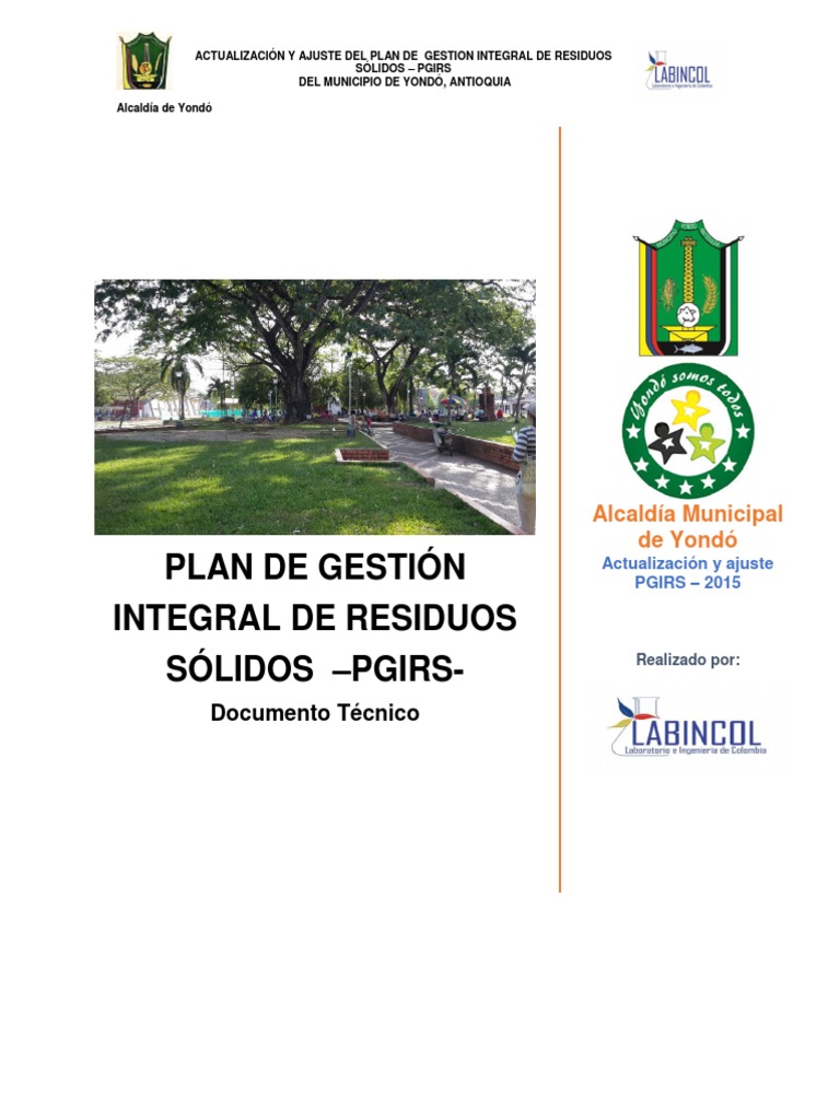 Plan de Gestión Integral de Residuos Sólidos - Pgirs-: Documento Técnico | PDF | Gestión de ...