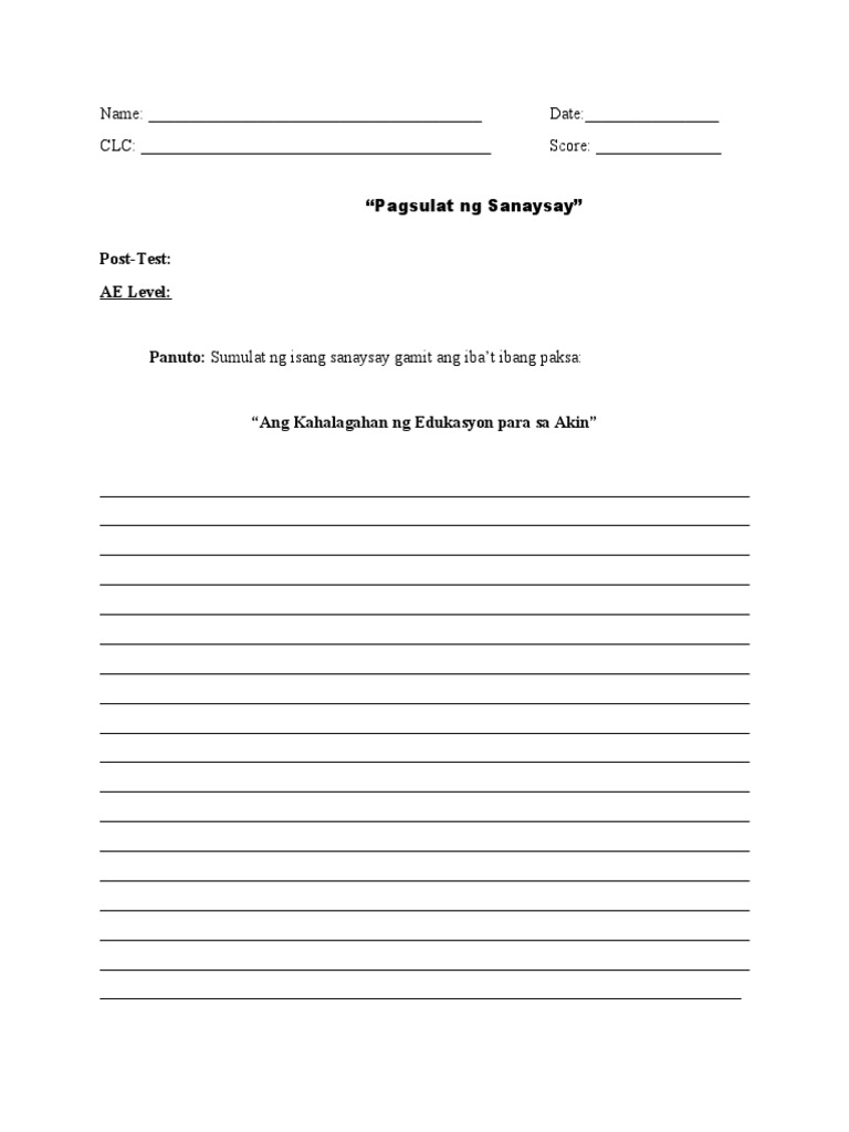 Worksheets LS1 Pagsulat NG Sanaysay | PDF