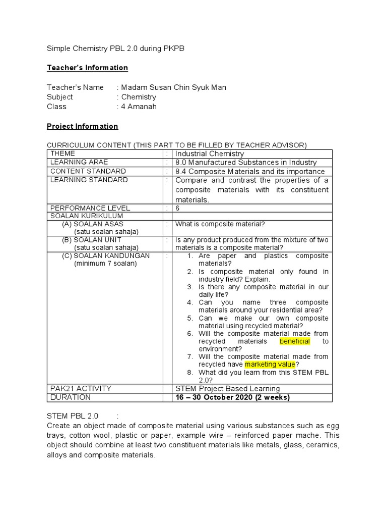 Composite Materials STEM Project Guide | PDF | Composite Material | Paper