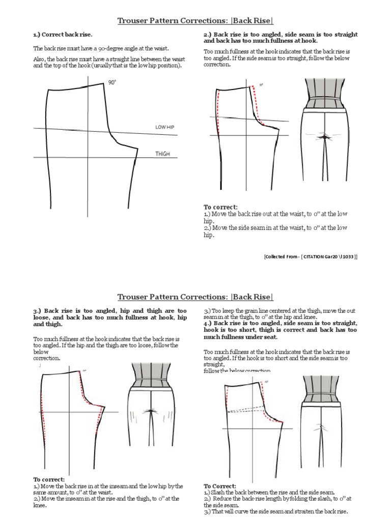 Trouser Correction - Back Raise | PDF | Seam (Sewing) | Clothing