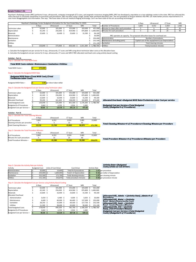 Step 1: Calculate The Total MOH Costs | PDF | Radiology | Medical Imaging