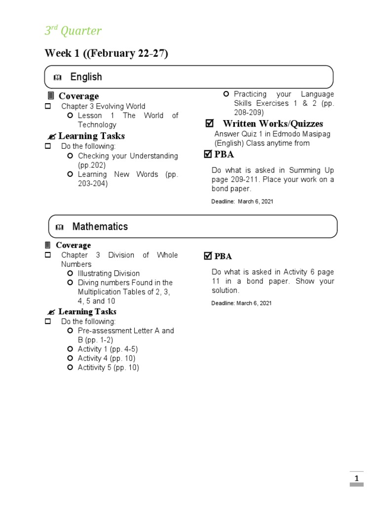 Weekly Learning Plan (Grade 2-3rdgrading) | PDF | Quiz | English Language
