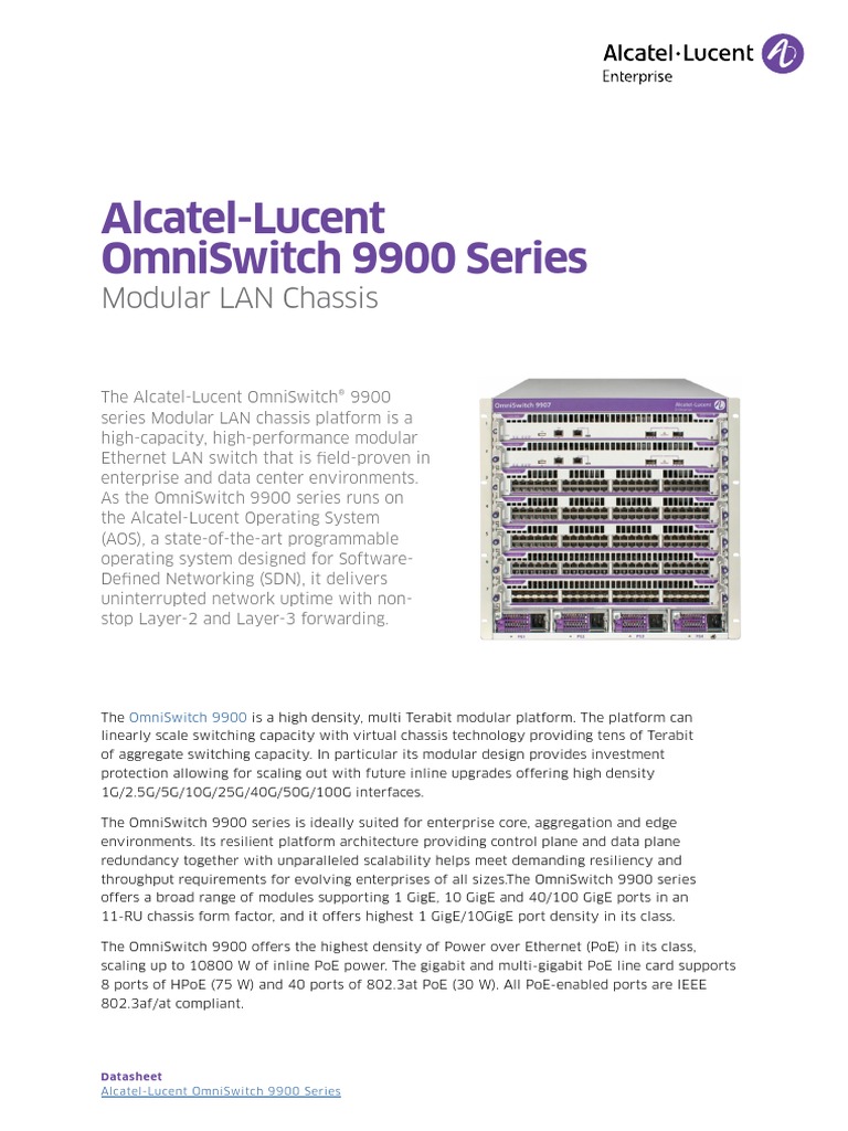 Alcatel-Lucent Omniswitch 9900 Series: Modular Lan Chassis | PDF | I ...