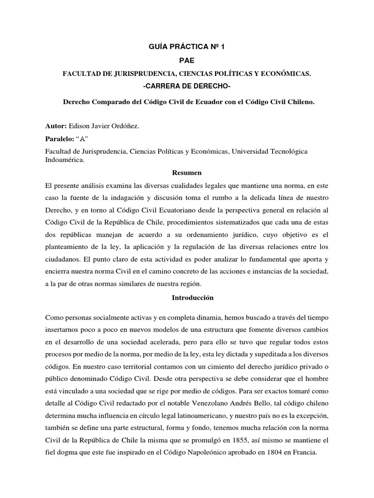 Comparativa de Códigos Civiles: Ecuador y Chile | PDF | Propiedad ...