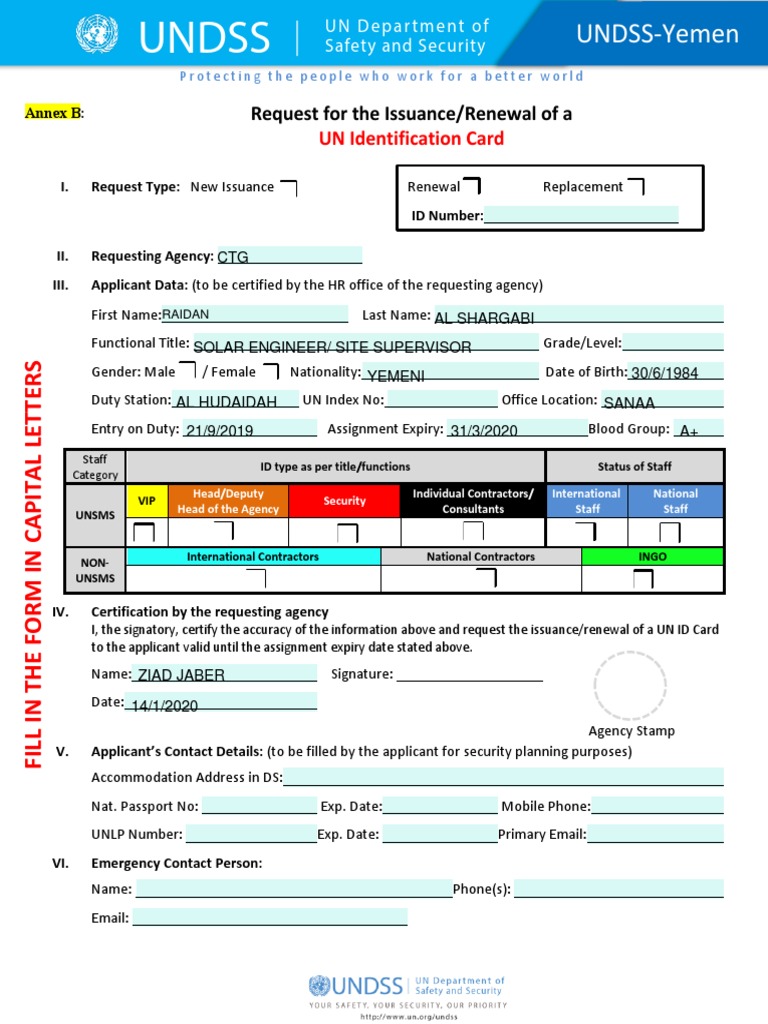 Sop - Un Id Cards and Passes (Annex B) Updated | PDF | Identity ...