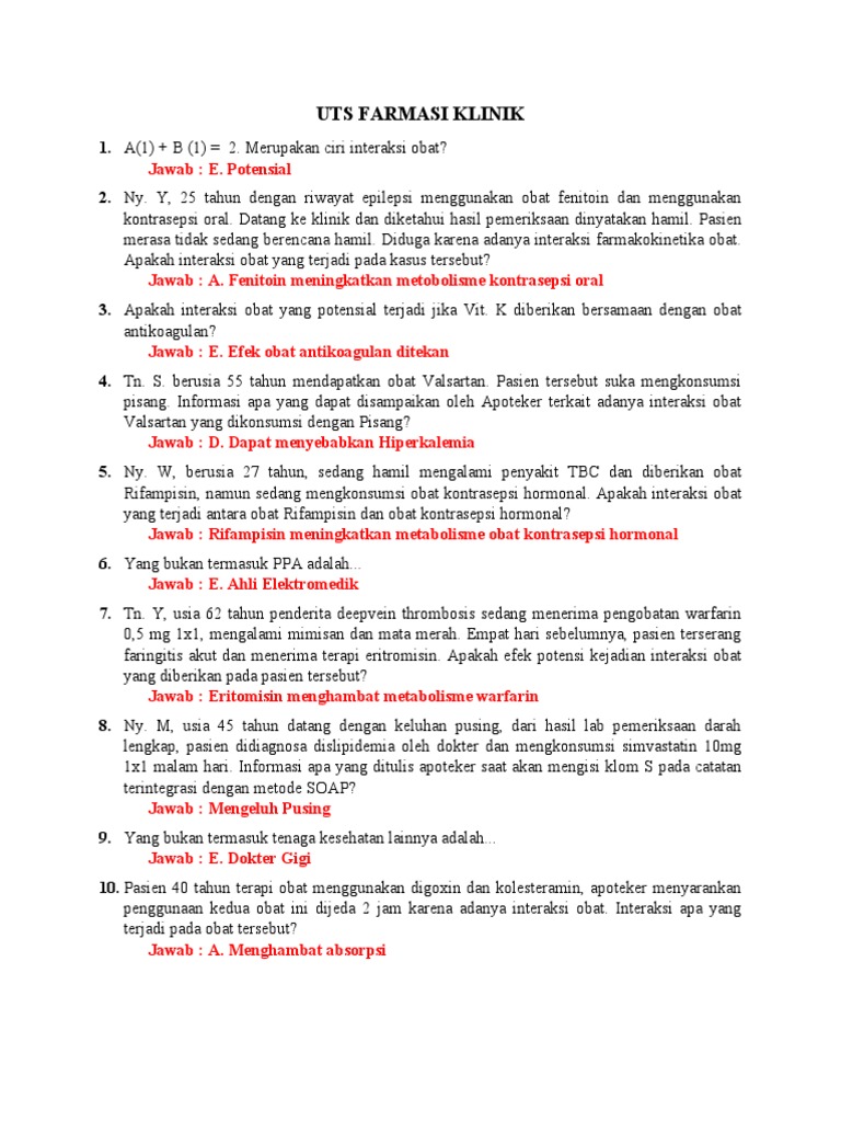 Uts Farmasi Klinik Fix | PDF | Kesehatan Holistik
