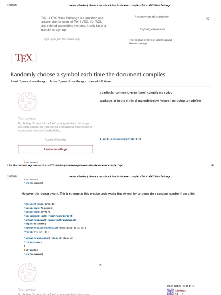 Random - Randomly Choose A Symbol Each Time The Document Compiles - TeX ...