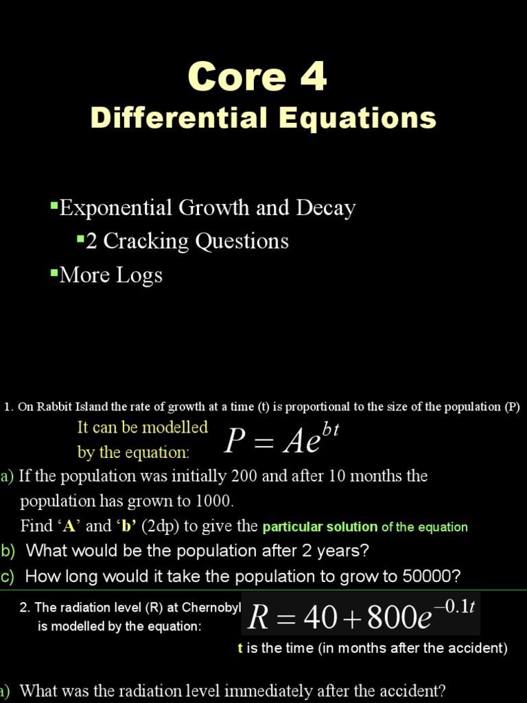 Exponential Growth and Decay Problems | PDF | Radioactive Decay | Logarithm