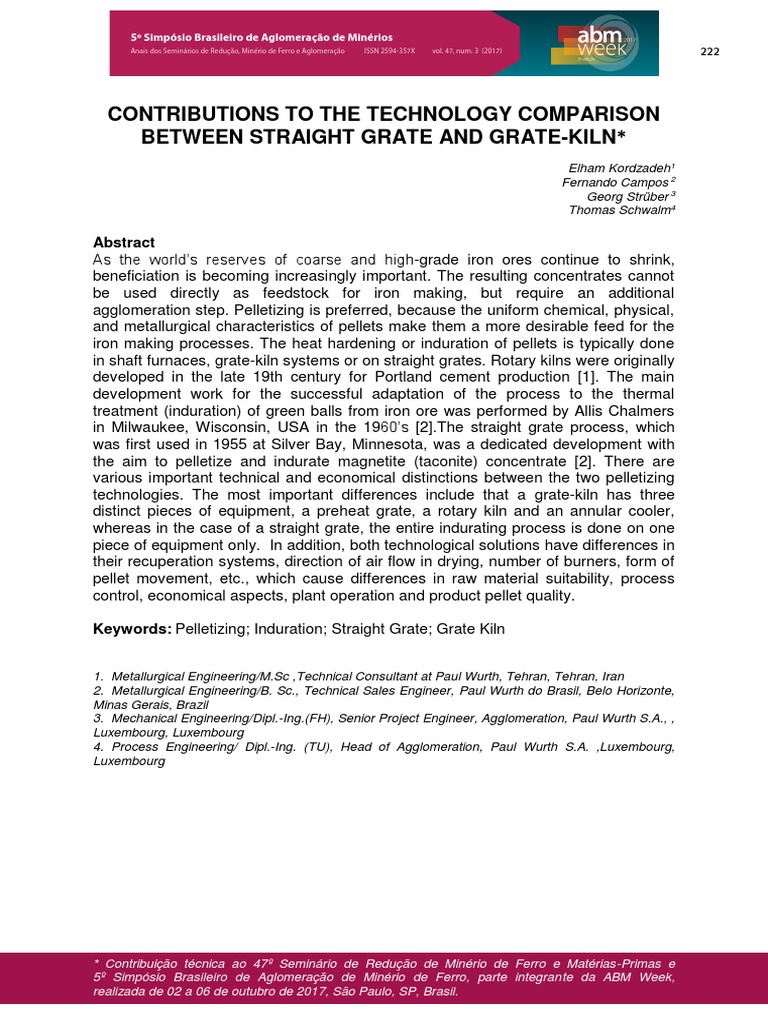 Contributions To The Technology Comparison Between Straight Grate and ...