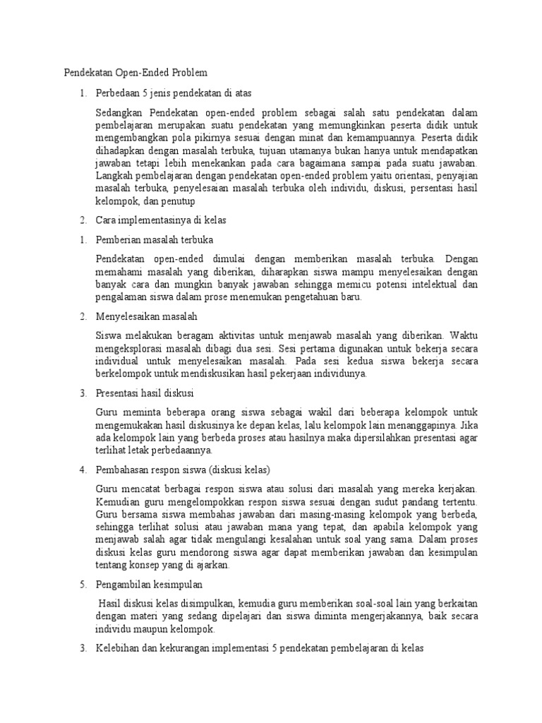 Pendekatan Open-Ended Problem | PDF