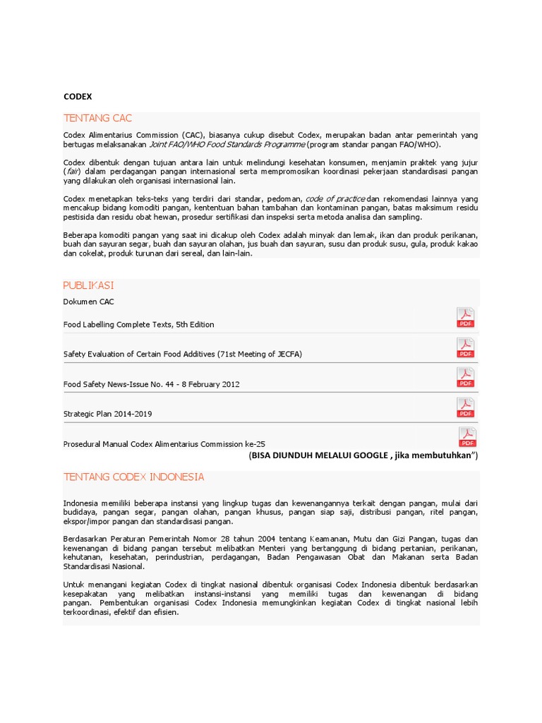 Modul CODEX STANDARD | PDF | Kesehatan Holistik