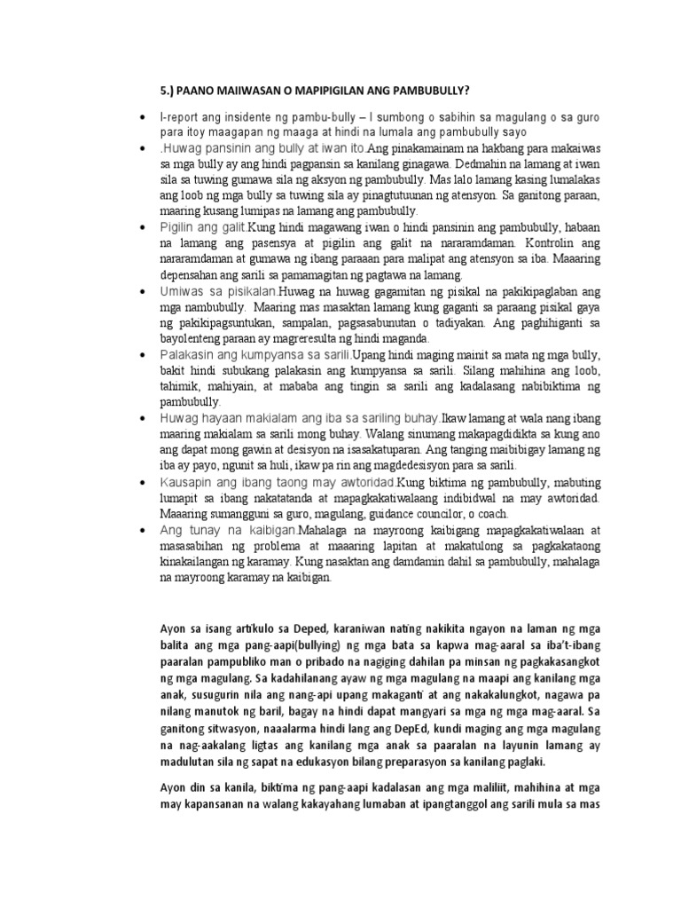 Huwag Pansinin Ang Bully at Iwan Ito.: 5.) Paano Maiiwasan O ...