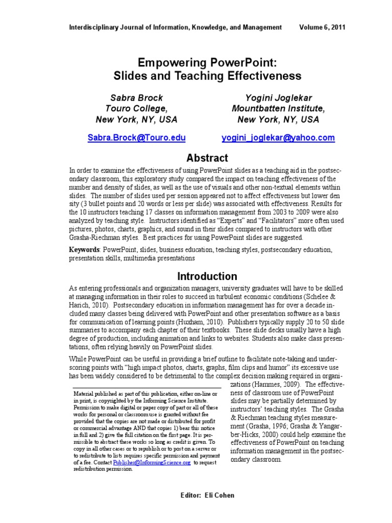 Empowering Powerpoint: Slides and Teaching Effectiveness | PDF ...