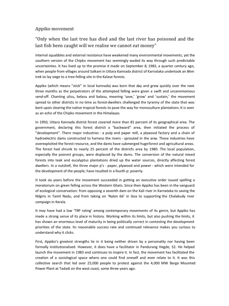 Appiko Movement | PDF | Natural Environment | Nature
