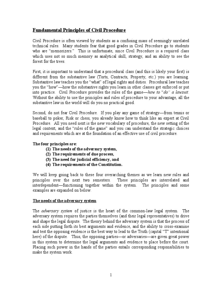 Key Principles of Civil Procedure | PDF | Due Process Clause | Lawsuit