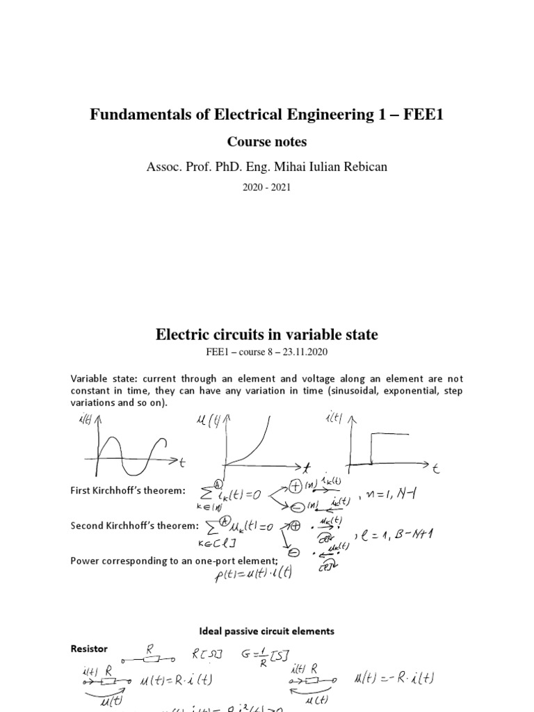 Fundamentals of Electrical Engineering 1 - FEE1: Course Notes | PDF ...