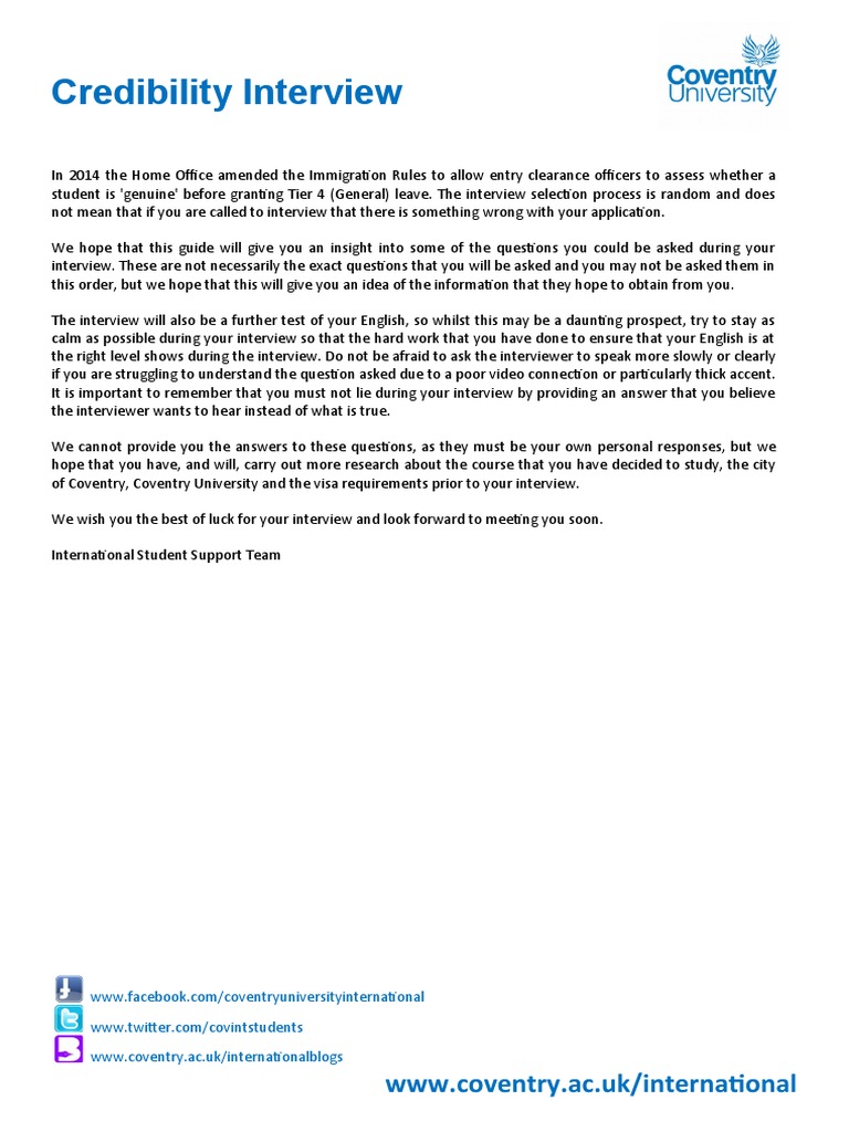 Credibility Interview Official Guidance | PDF