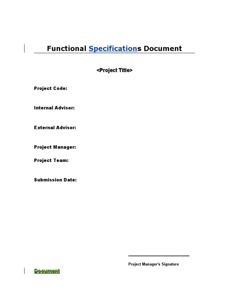 Functional Specification Document (Template) | PDF | Use Case | Safety