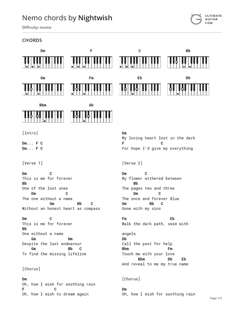 Nemo Chords by Nightwishtabs | PDF | Song Structure | Songs