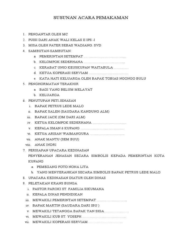 Susunan Acara Pemakaman | PDF