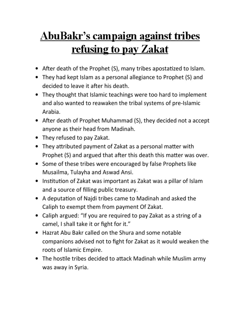 Campaign Against Tribes Refusing To Pay Zakat | PDF