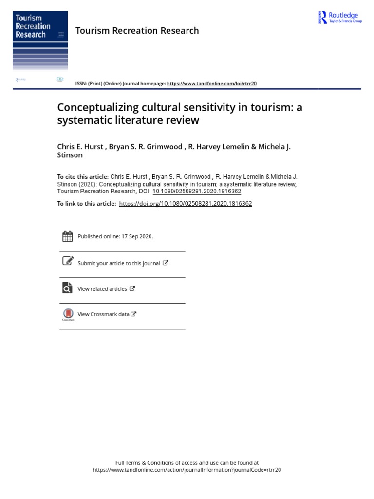 Hurst2020 Conceptualizing Cultural Sensitivity in Tourism A Systematic ...