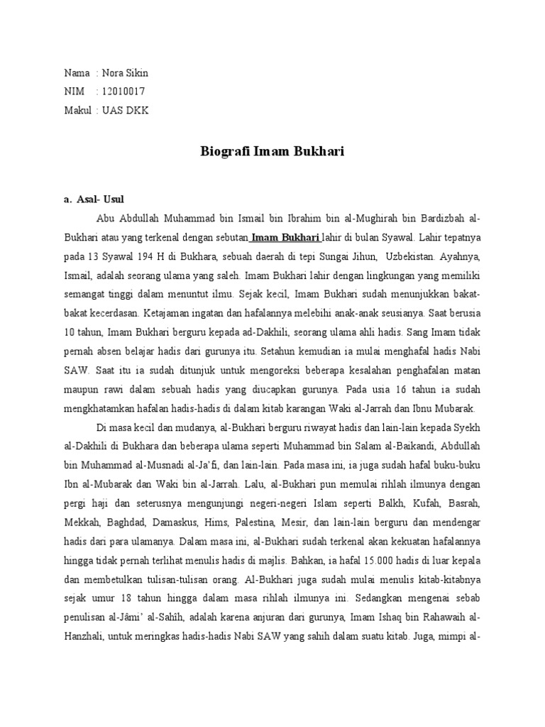 Biografi Imam Bukhari | PDF