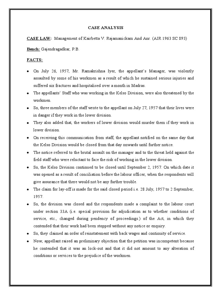 Lock-Out vs. Lay-Off: Supreme Court Ruling | PDF | Lockout (Industry ...
