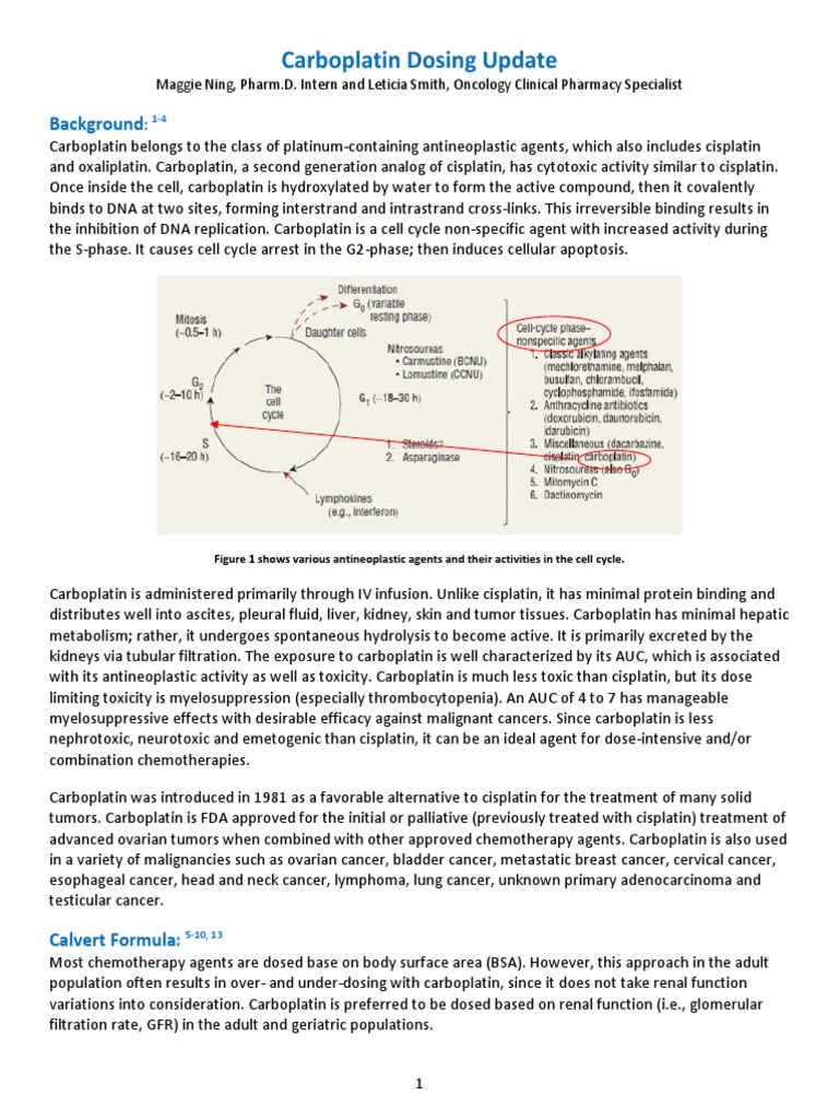 Carboplatin Dosing 2nd Draft DrLink | PDF | Chemotherapy | Creatinine