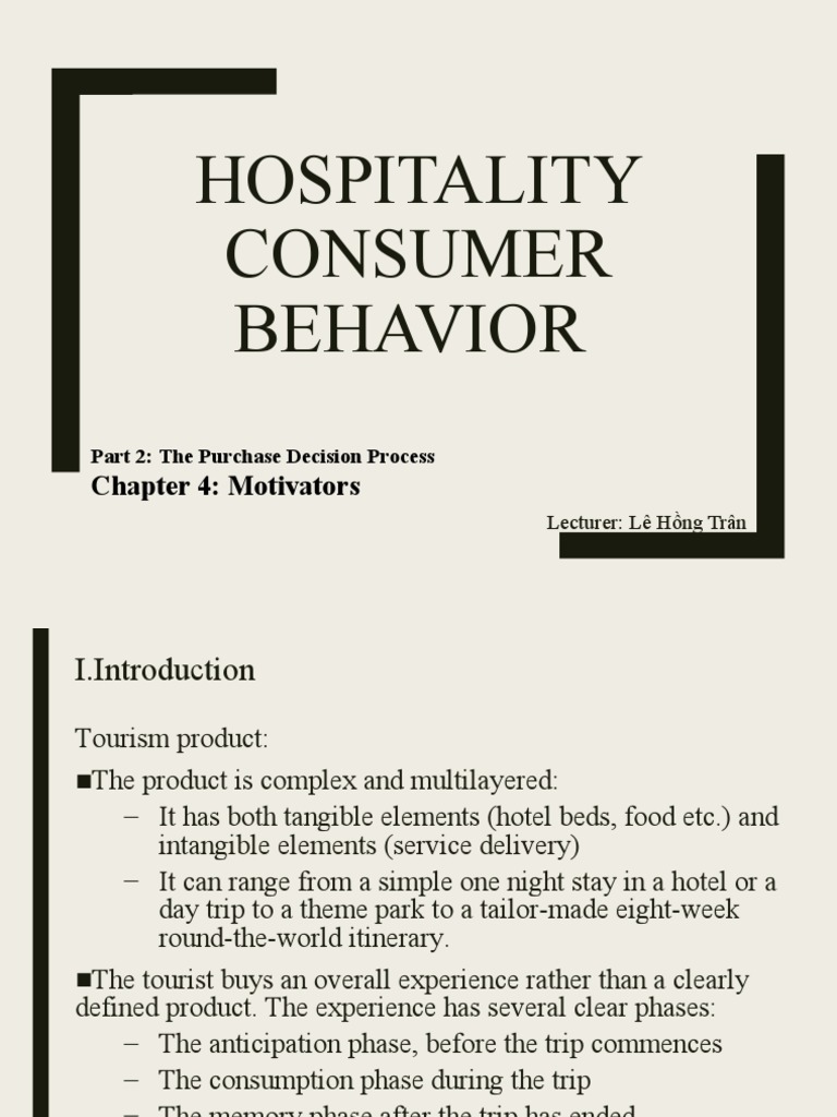 Hospitality Consumer Behavior: Chapter 4: Motivators | PDF | Motivation ...