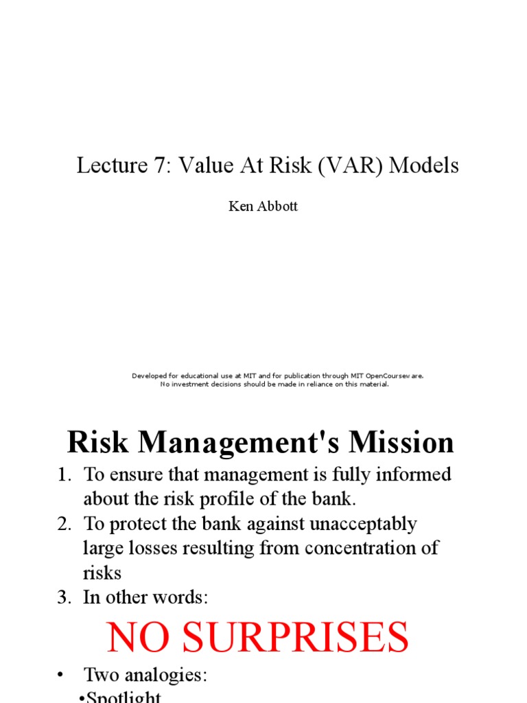 Value at Risk Models | PDF | Bond Duration | Financial Economics