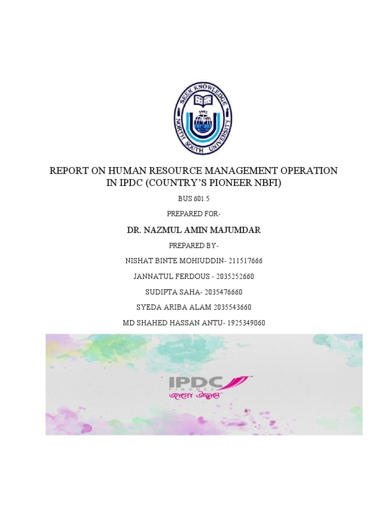 Report On Human Resource Management Operation in Ipdc (Country'S Pioneer Nbfi) | Download Free ...