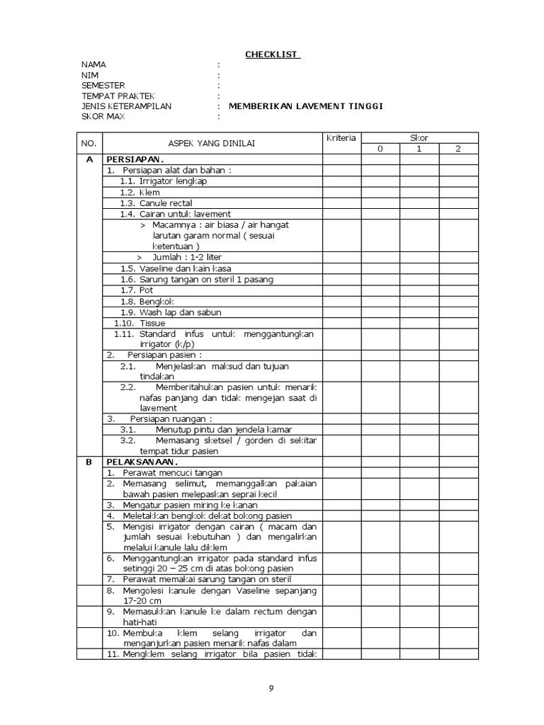 009+10 - Memberikan Lavement Tinggi | PDF