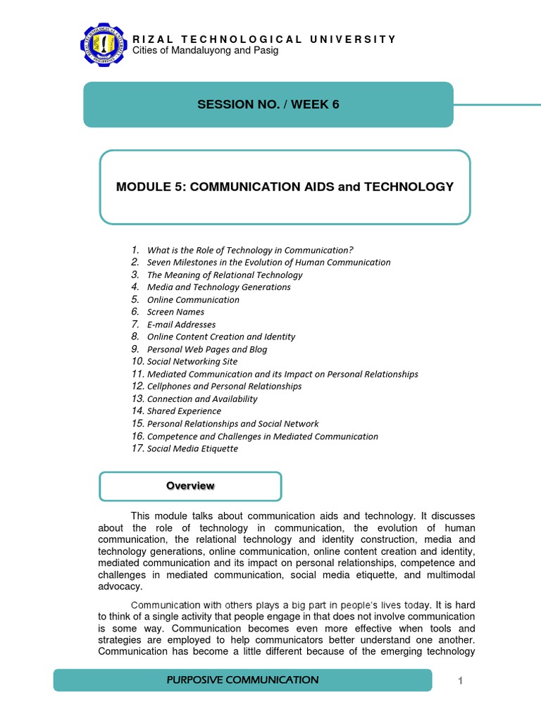 Module 5 - Purposive Communication | PDF | Computer Mediated ...