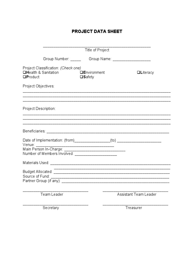 Project Data Sheet | PDF