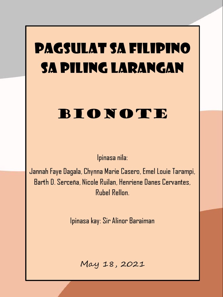 Final PFPL (Bionote) | PDF