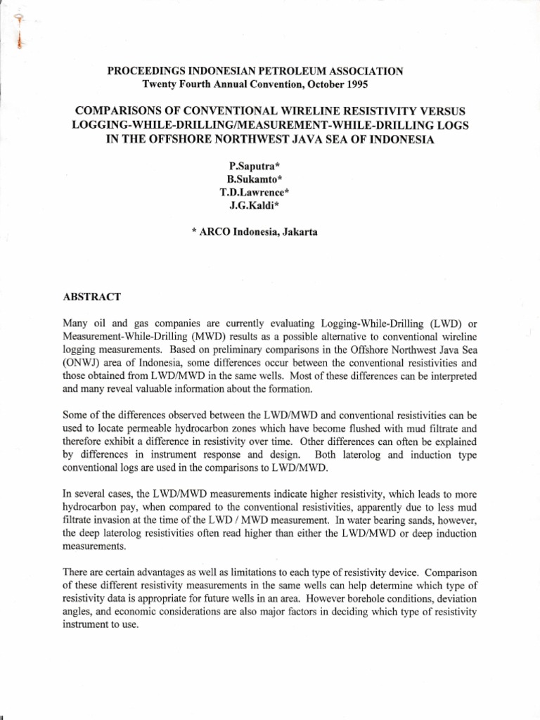 LWD vs. Wireline Resistivity in Indonesia | PDF | Geology | Science